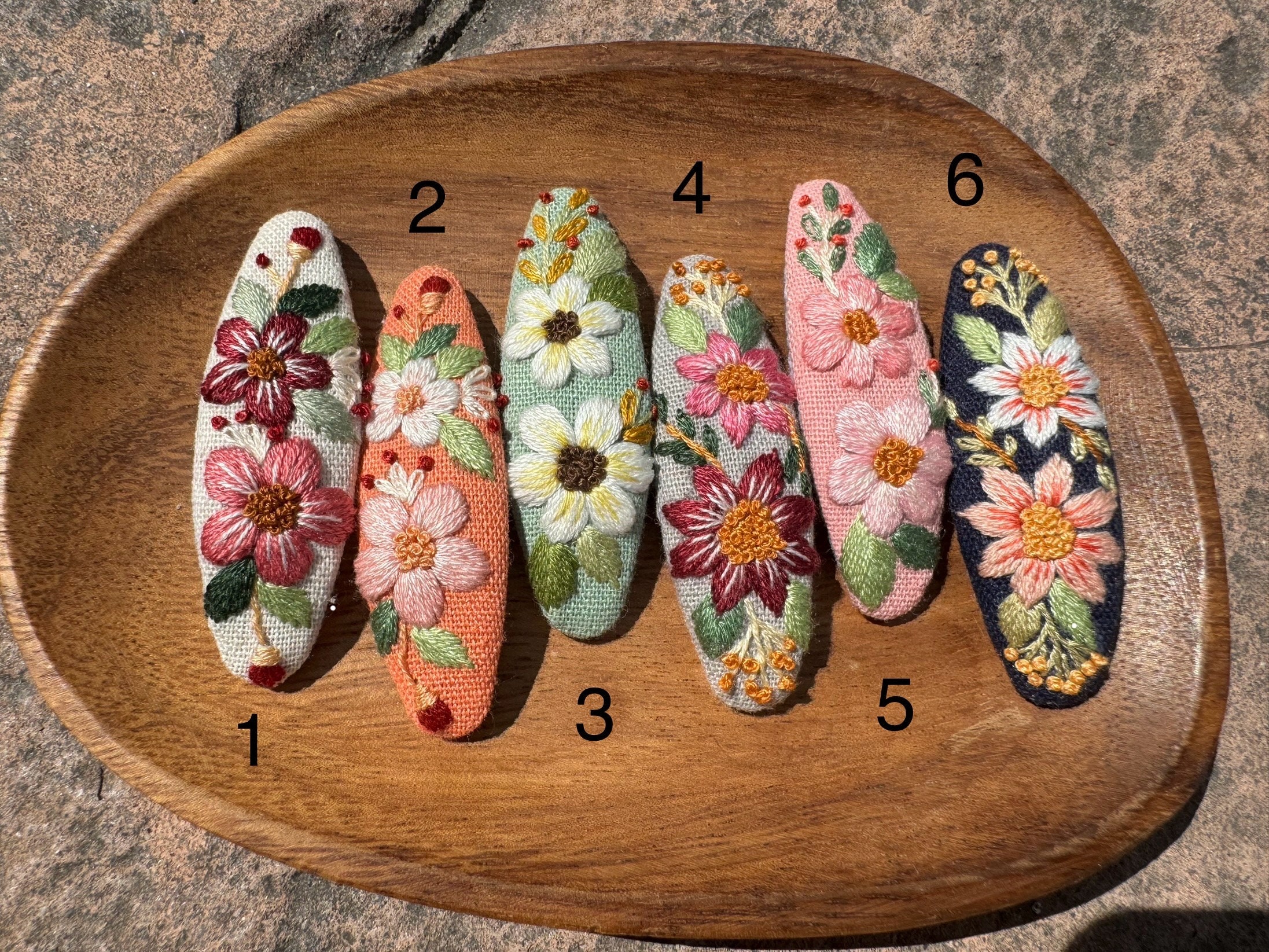 2x Hand Embroidered Hair Barrettes, Embroidered Hair Clip, Flower Clips ...