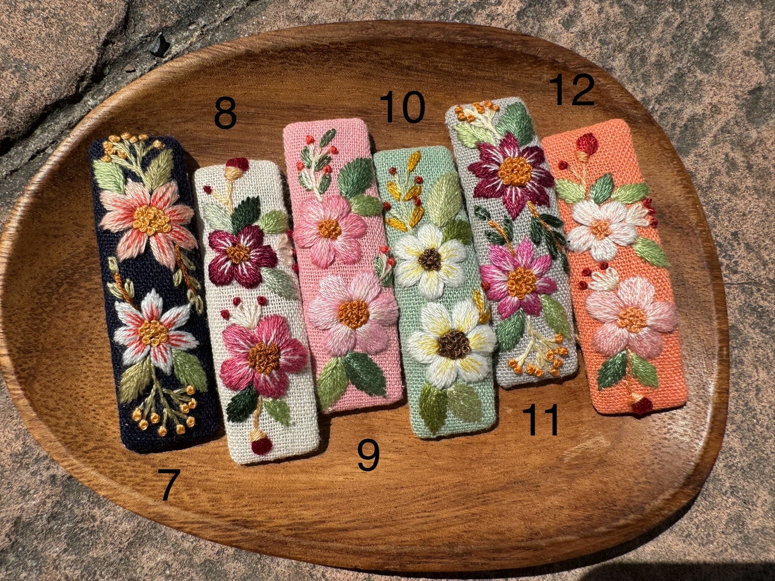 2x Hand Embroidered Hair Barrettes, Embroidered Hair Clip, Flower Clips ...