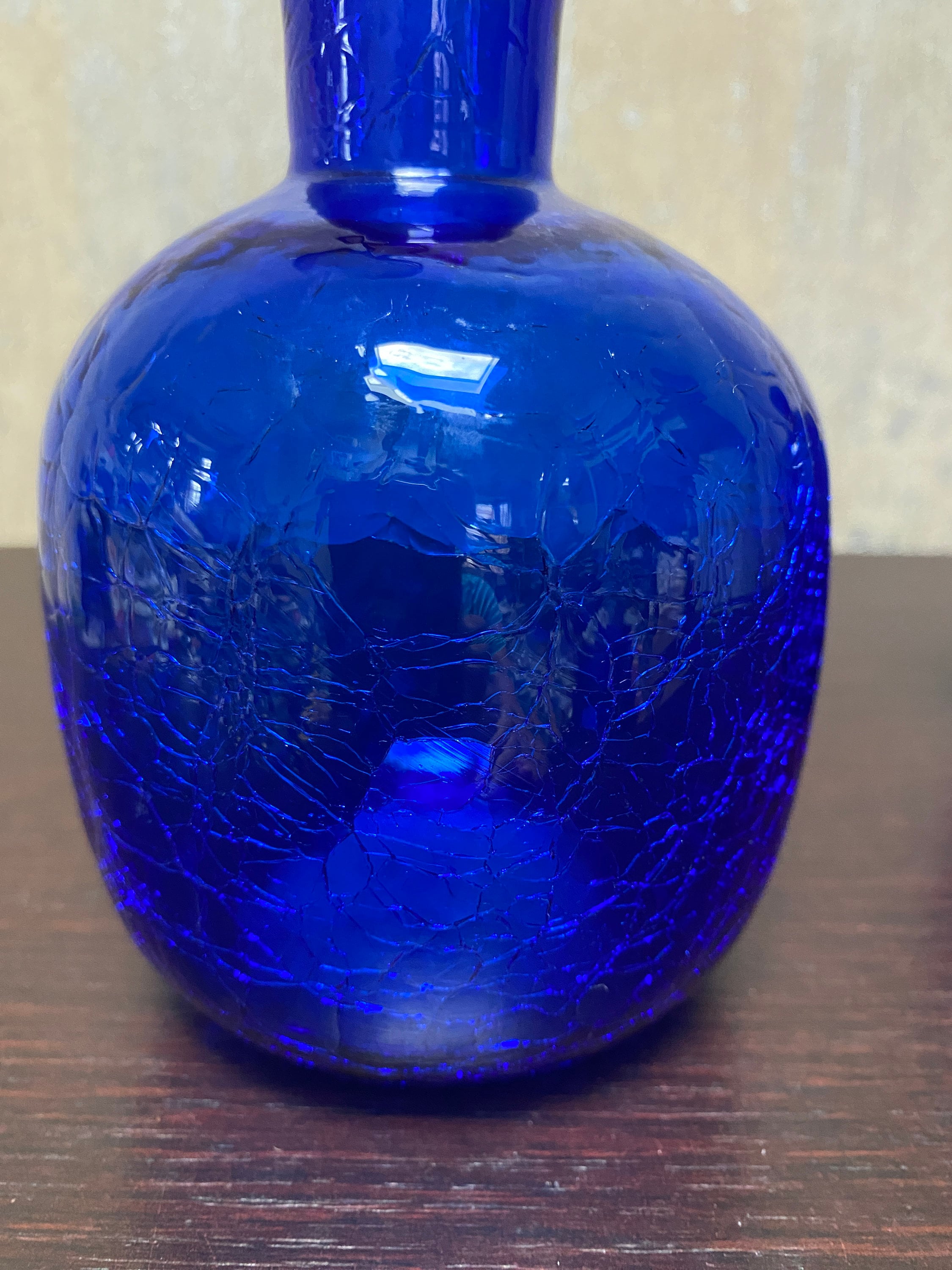 Blenko Cobalt Blue Crackle Vase - Etsy