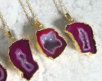 Red Agate Geode Necklace - Etsy