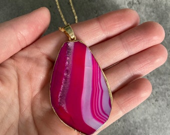 Pink Stone Pendant | Etsy UK