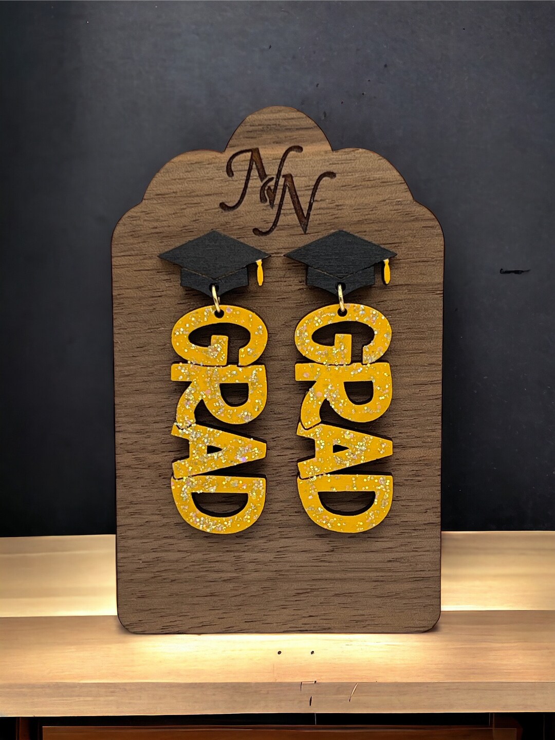 Graduation Wooden Stud Graduation Cap Earrings. Class of 24 GRAD CAP ...