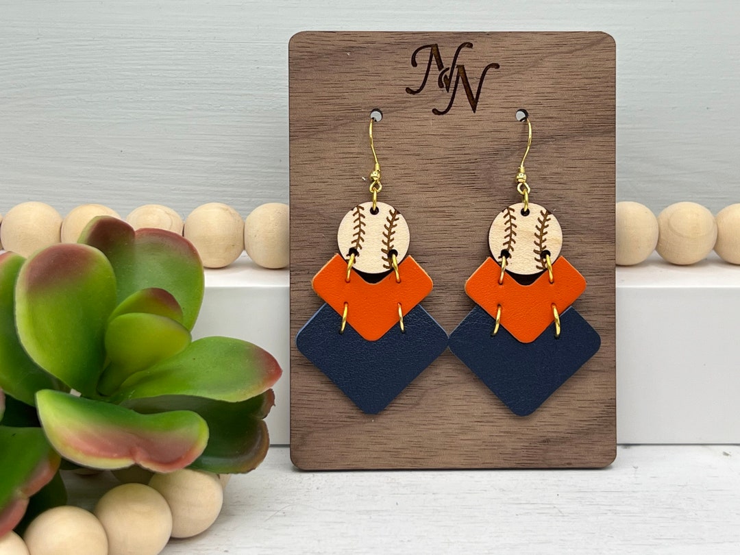 Game Day Navy Blue or Royal Blue and Orange Genuine Leather Baseball ...