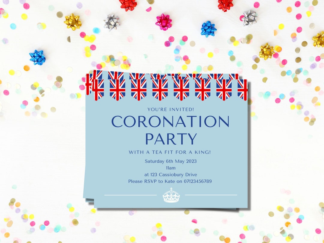 King's Coronation Party Invitation Template | UK Royal King Charles ...