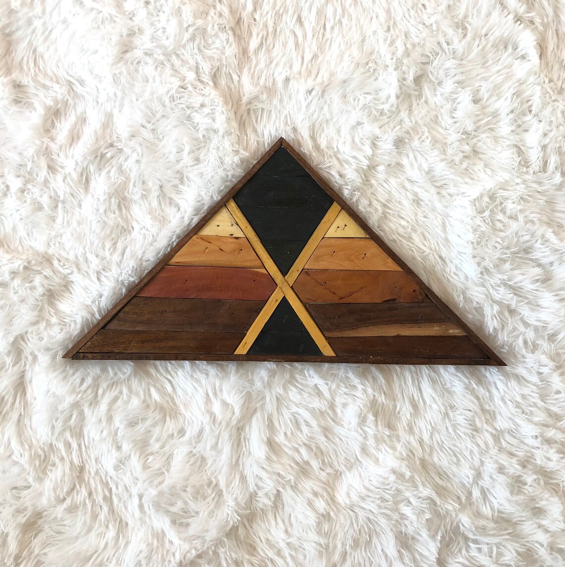 Ombré Triangle Reclaimed Wood Art Wall Hanging Black and | Etsy