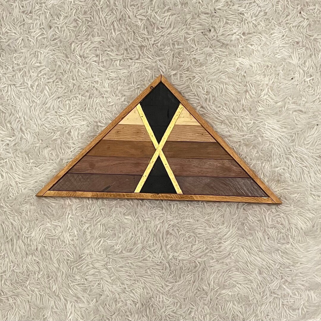 Ombré Triangle Reclaimed Wood Art Wall Hanging - Black and Gold - Etsy