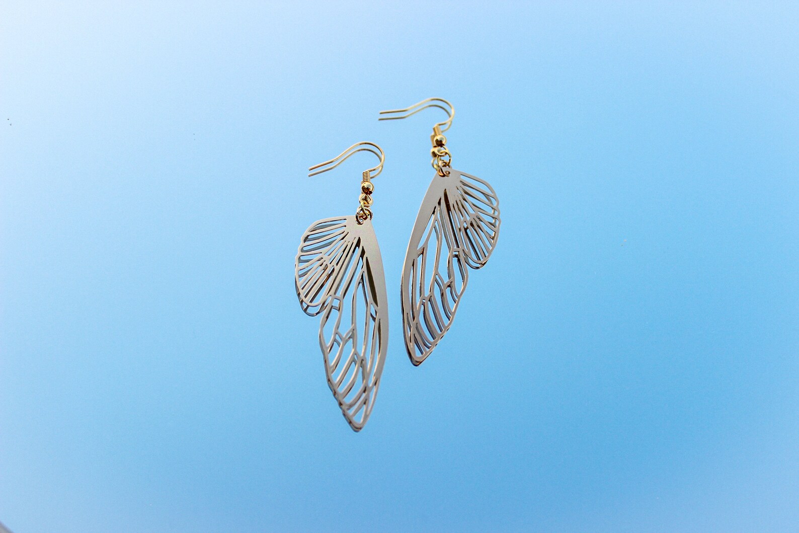 Gold Wing Earrings Butterfly Moth Fairy Jewelry Nature-inspired Fantasy ...