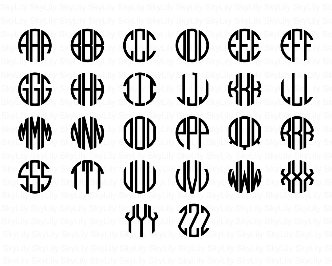 Round Monogram Font - .TTF Format - Personalized Initials - Instant ...