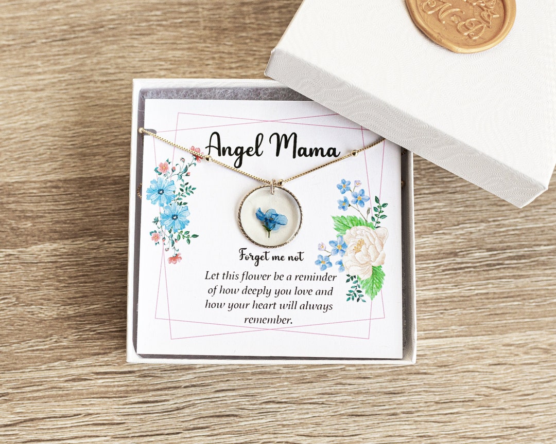 Angel Mama Forget Me Not Flower Miscarriage Gift Necklace. Pregnancy ...