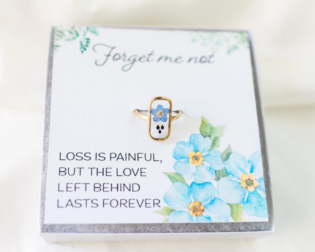 Miscarriage Ring With a Forget Me Not Flower and Seed. Adjustable Baby ...