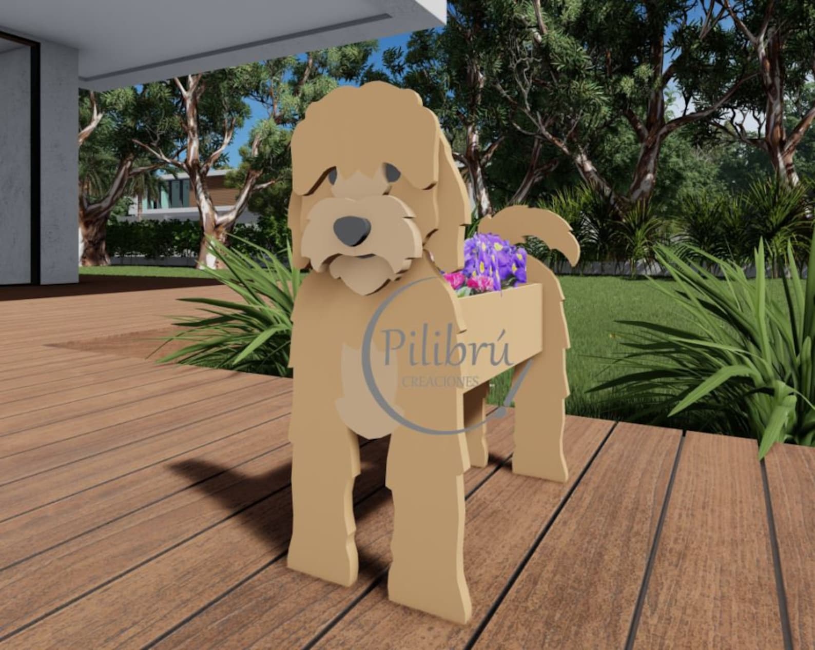Cockapoo Planter, Jig Saw Pattern, Garden Ornament, Wooden Pet, Planter ...