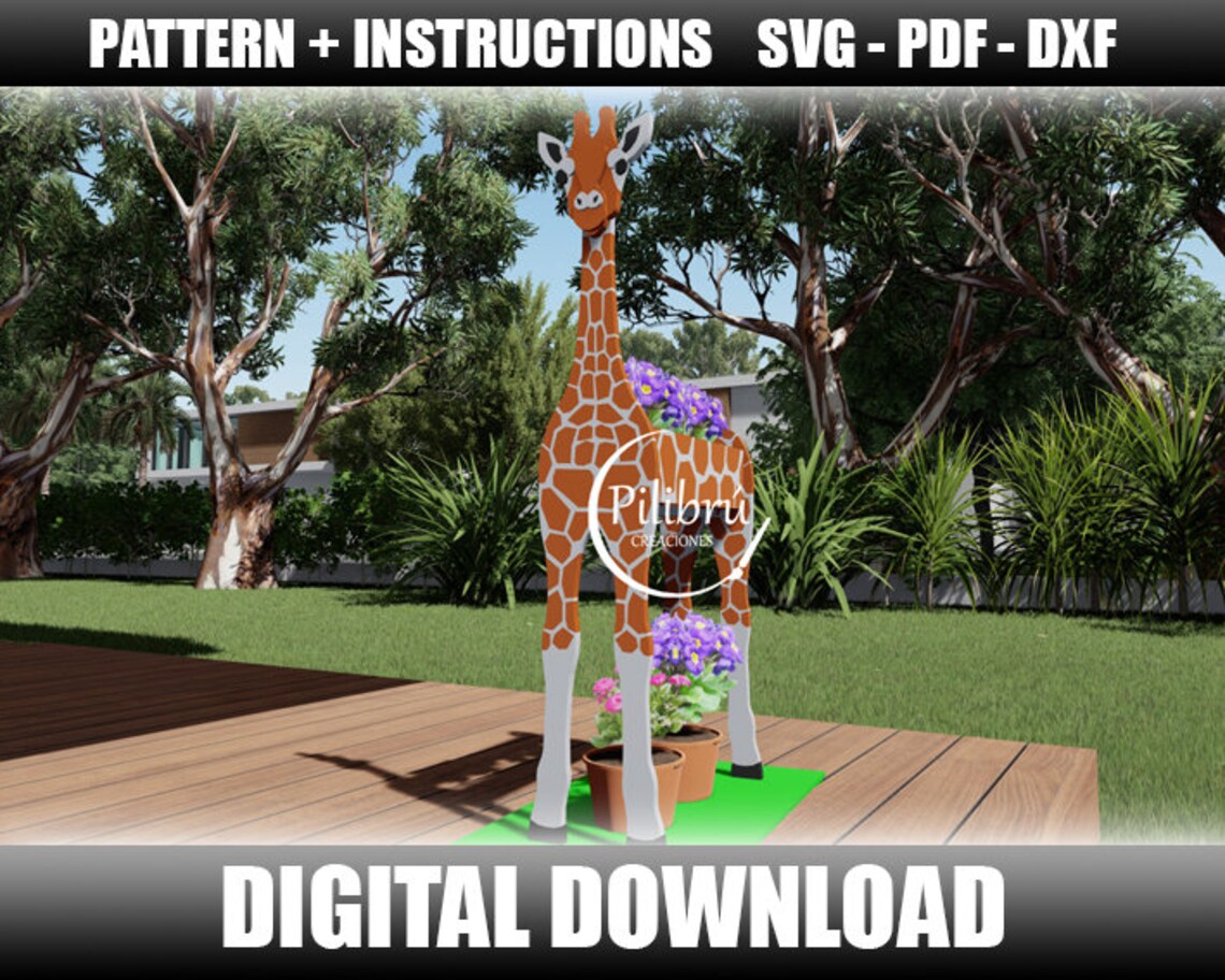Giraffe Planter Scroll Saw Pattern Diy Garden Ornament - Etsy UK