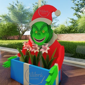 Scroll Saw Pattern, the Grinch Planter, Christmas Ornament, Garden Ornament, Planter Box, Laser ...