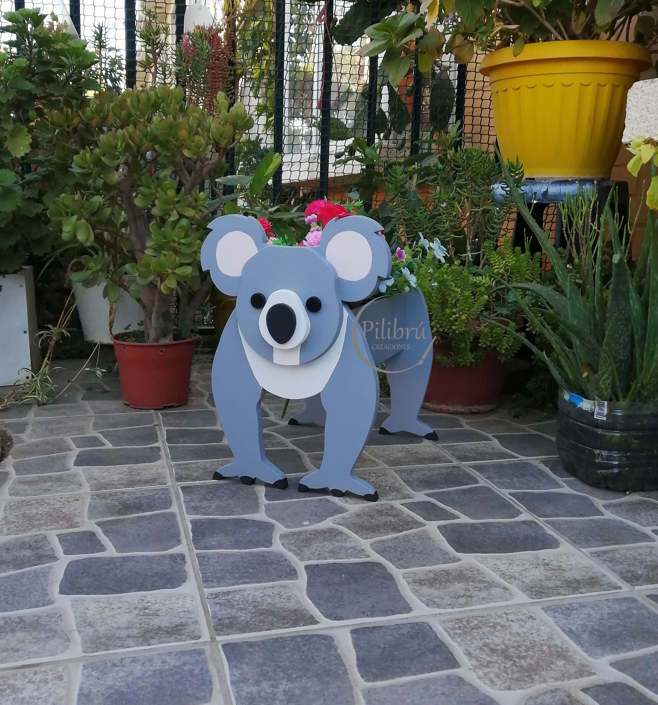 Koala Planter, Scroll Saw Pattern, Diy, Garden Ornament, Cute Koala ...
