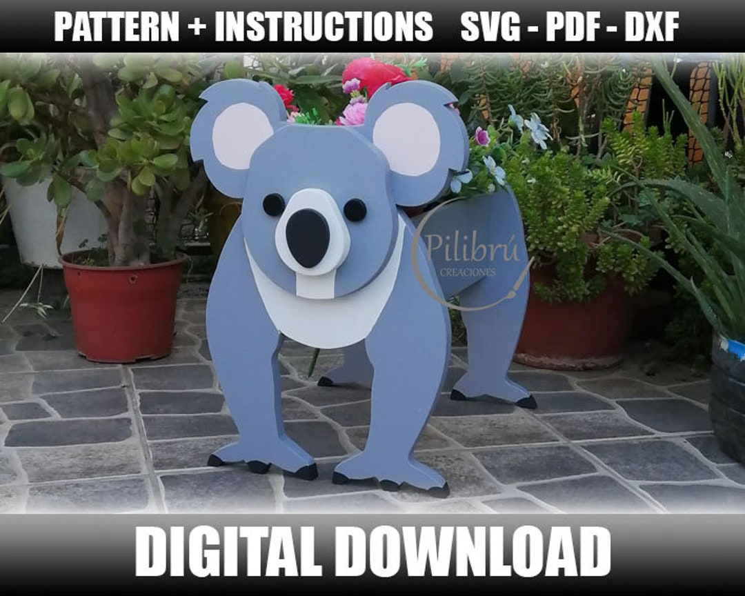 Koala Planter, Scroll Saw Pattern, Diy, Garden Ornament, Cute Koala ...