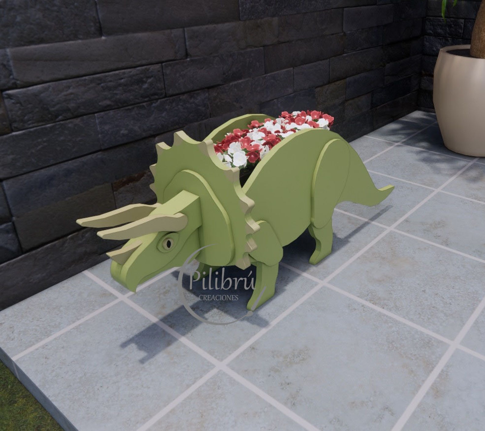 Scroll Saw Pattern Triceratops Planter Dinosaur Garden - Etsy UK