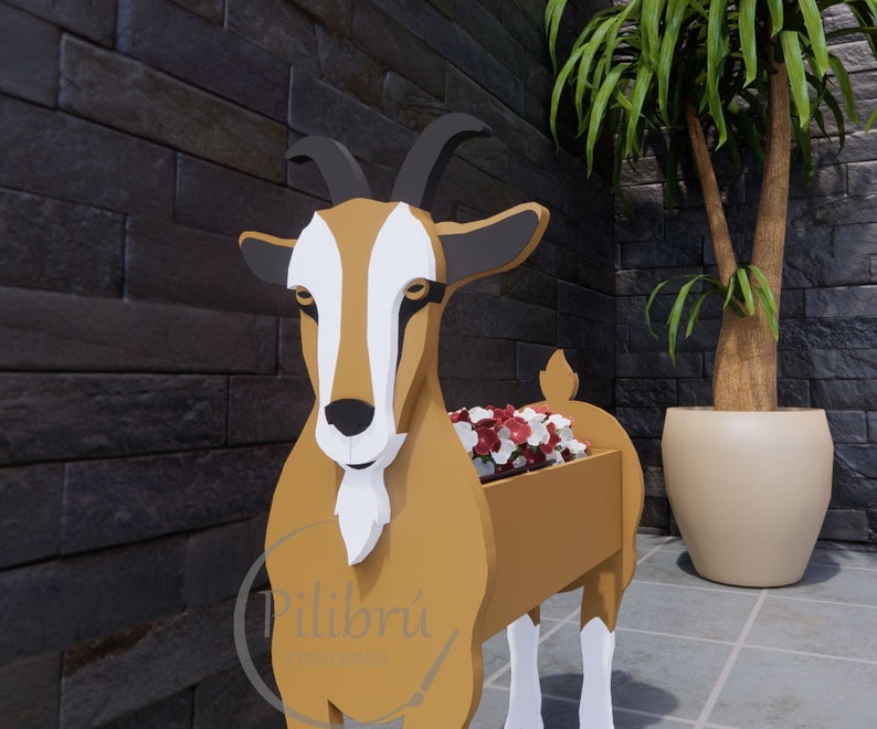 Scroll Saw Pattern, Goat Planter, Farm Animal, Garden Ornament, Planter ...