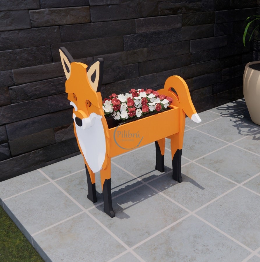 American Fox Planter, Scroll Saw Pattern, Diy, Garden Ornament ...
