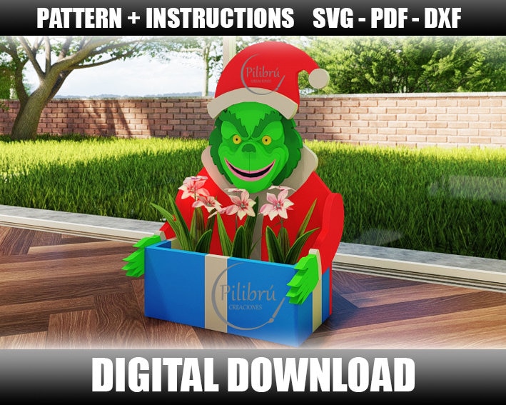 Scroll Saw Pattern El Grinch Planter Christmas Ornament - Etsy UK