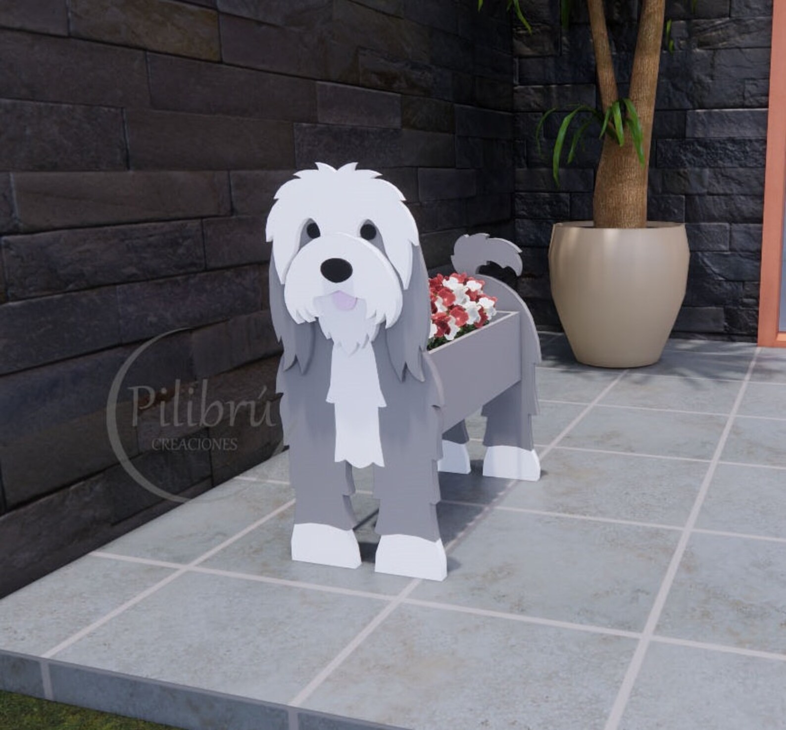 Planter Collie Bearded Scroll Saw Pattern Garden Ornament - Etsy UK