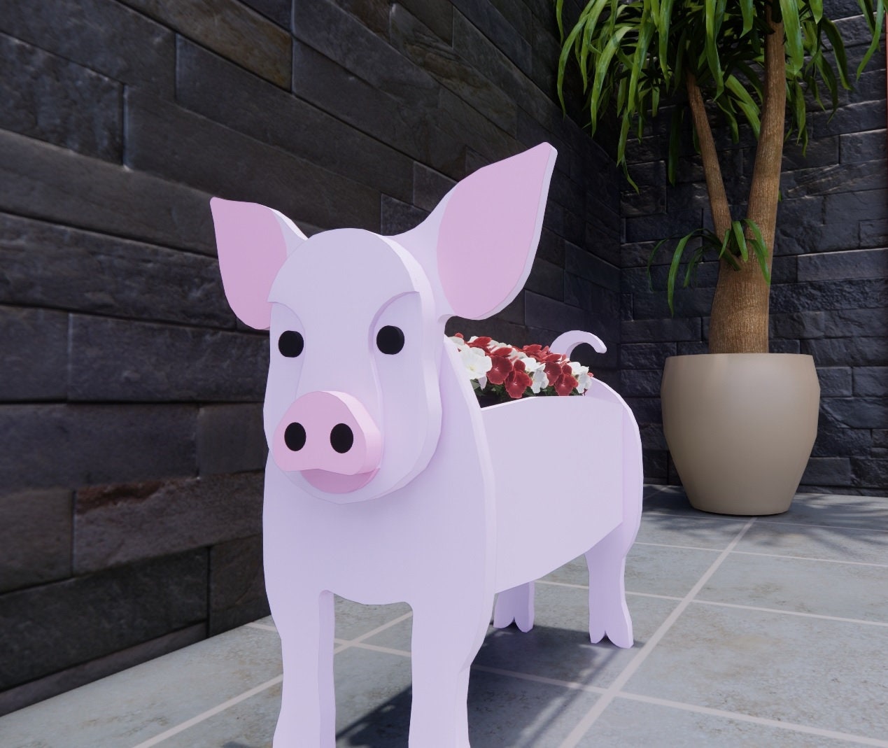 Scroll Saw Pattern Pig Planter Farm Animal Garden Ornament | Etsy