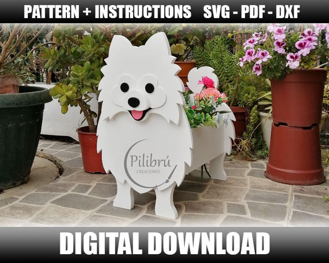 Pattern, Pomeranian Planter, Wood Planter, Wooden Pet, Dog Planter ...