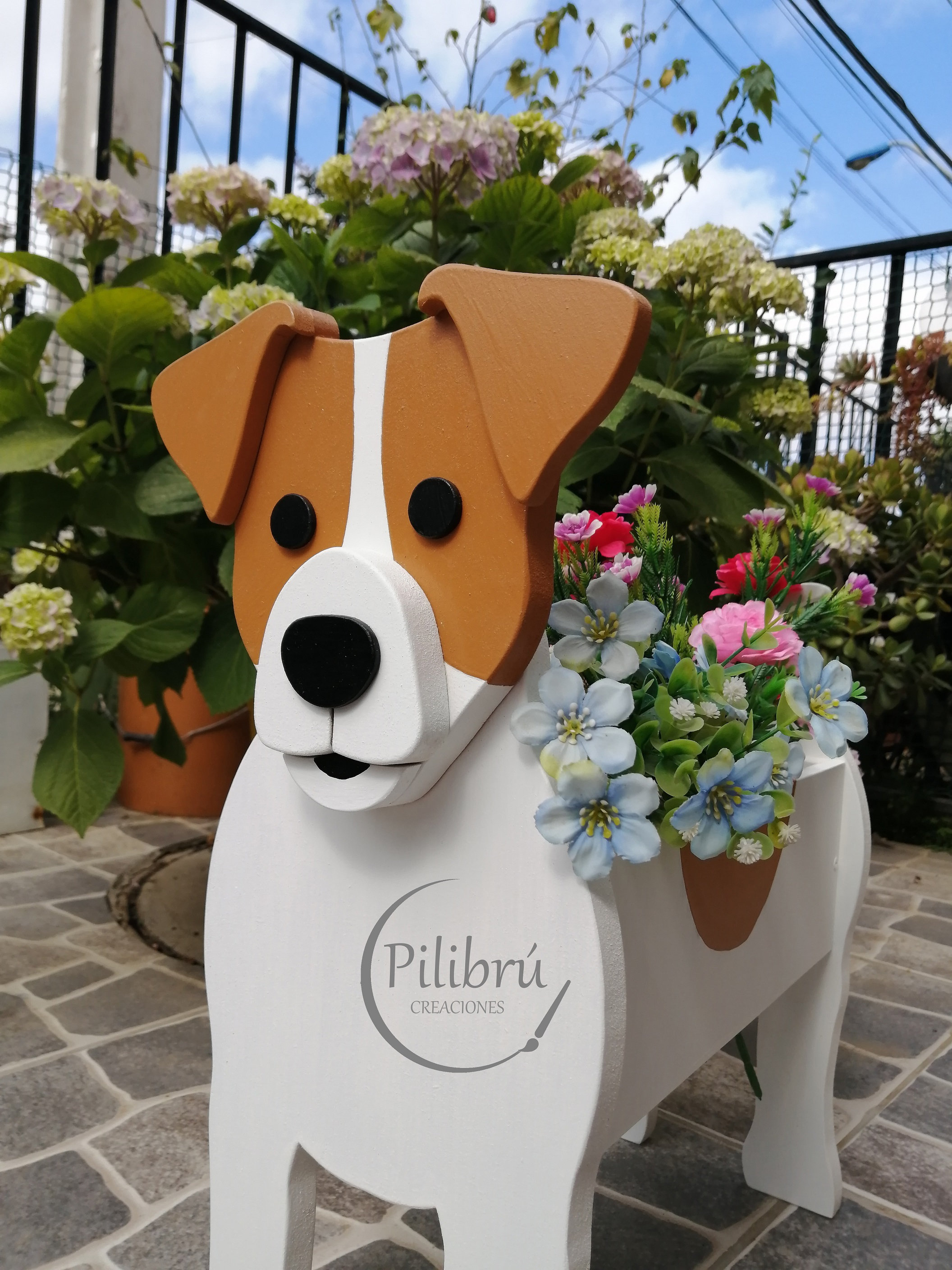 Jack Russell Planter, Garden Ornament, Wooden Pet, Planter Box, Scroll ...