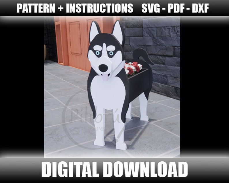 Scroll Saw Pattern Siberian Husky Planter Garden Ornament - Etsy UK