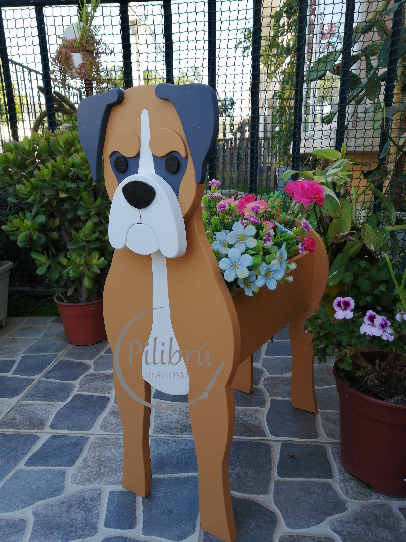 Boxer Planter, Scroll Saw Pattern, Garden Ornament, Wooden Pet, Planter ...
