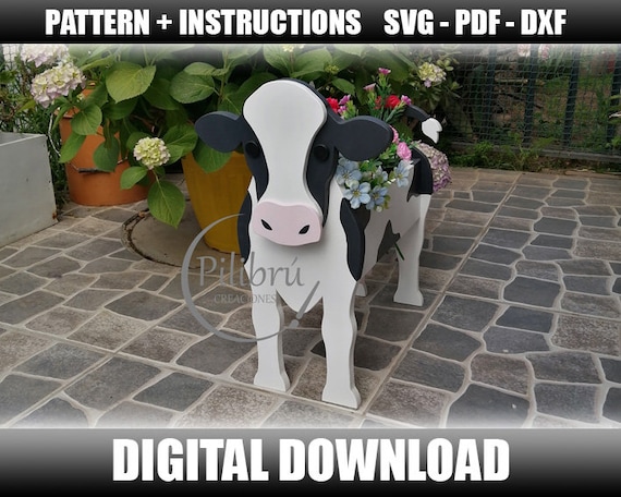 Scroll Saw Pattern Cow Planter Farm Animal Garden Ornament - Etsy