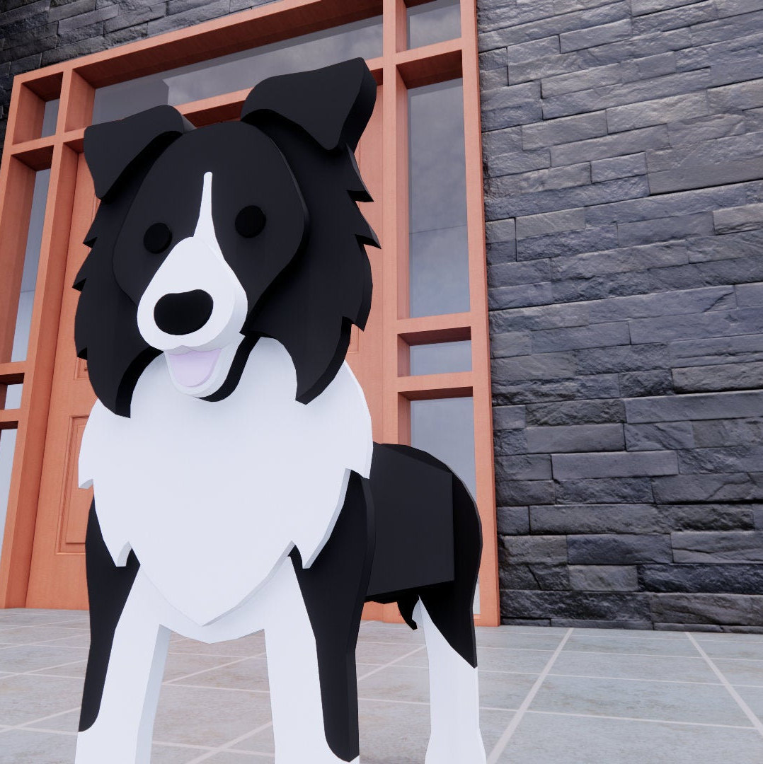 Border Collie Planter Garden Ornament Planter Box Wooden - Etsy UK