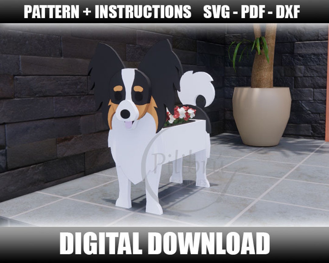 Scroll Saw Pattern, Papillon Planter, Wooden Pet, Garden Ornament ...