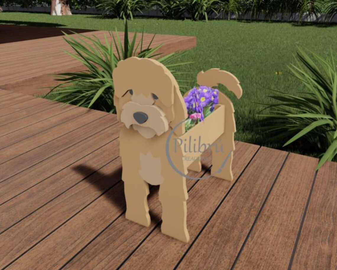 Cockapoo Planter, Jig Saw Pattern, Garden Ornament, Wooden Pet, Planter ...