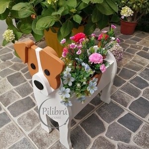 Jack Russell Planter, Garden Ornament, Wooden Pet, Planter Box, Scroll ...