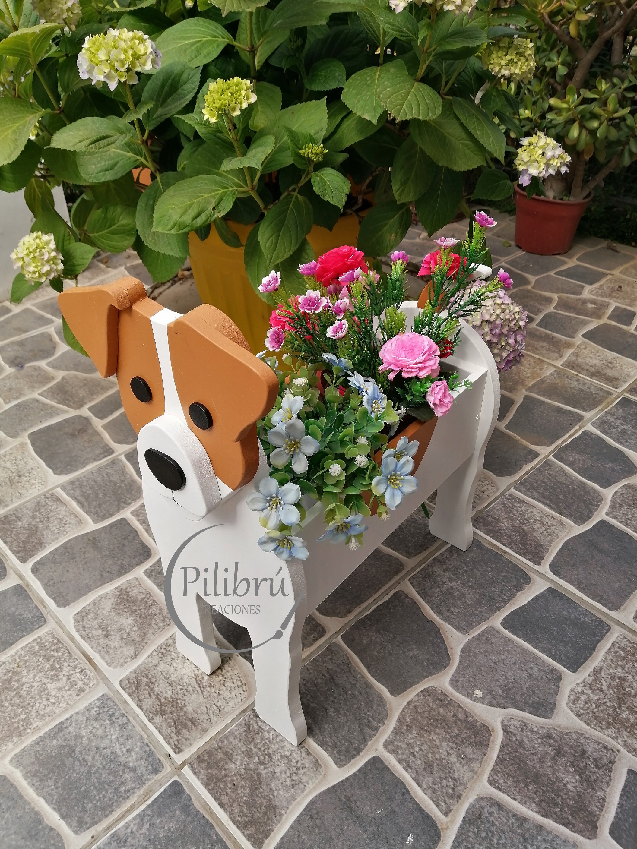 Jack Russell Planter, Garden Ornament, Wooden Pet, Planter Box, Scroll ...