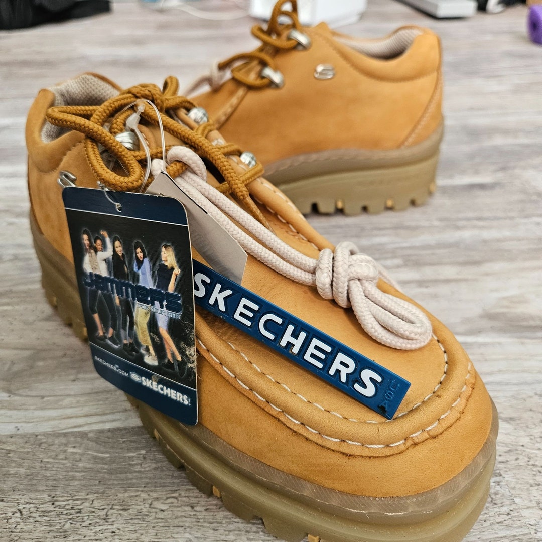 Skechers Jammers Vintage 90s Y2K Chunky Platform Shoes 1297 Leather Tan ...