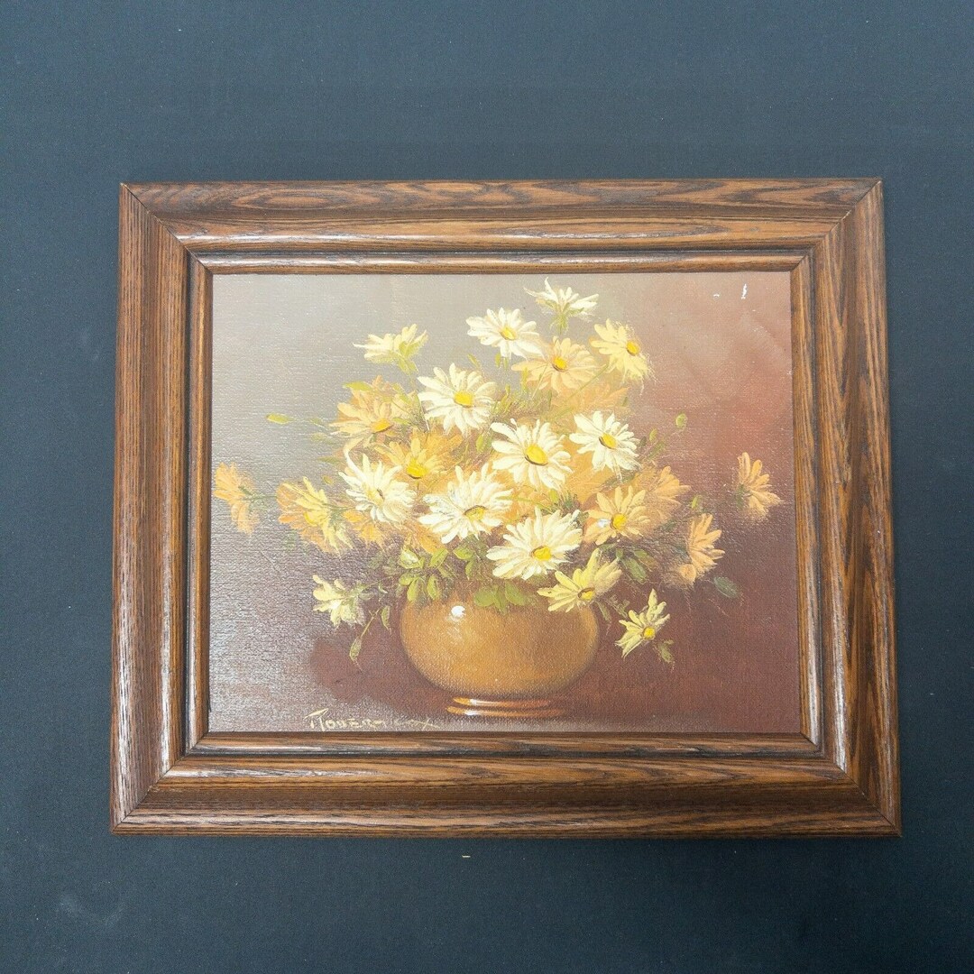 Robert Cox Oil Painting Wild Flowers Daisy Floral Vase Orig Frame ...