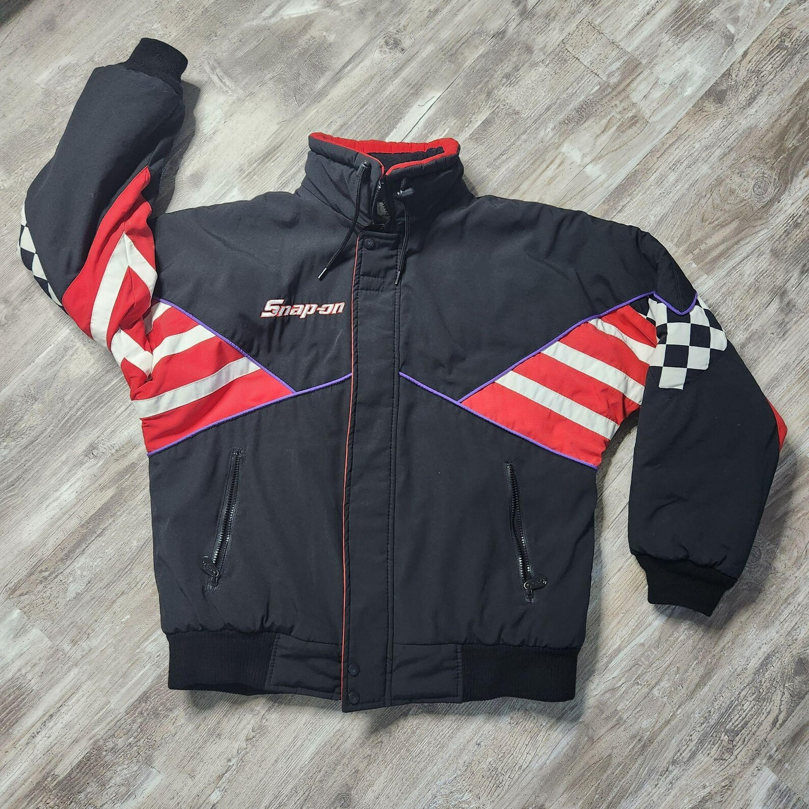 Snap-on Tools Bomber Jacket Black Checker Choko Racing Mechanic Men's ...