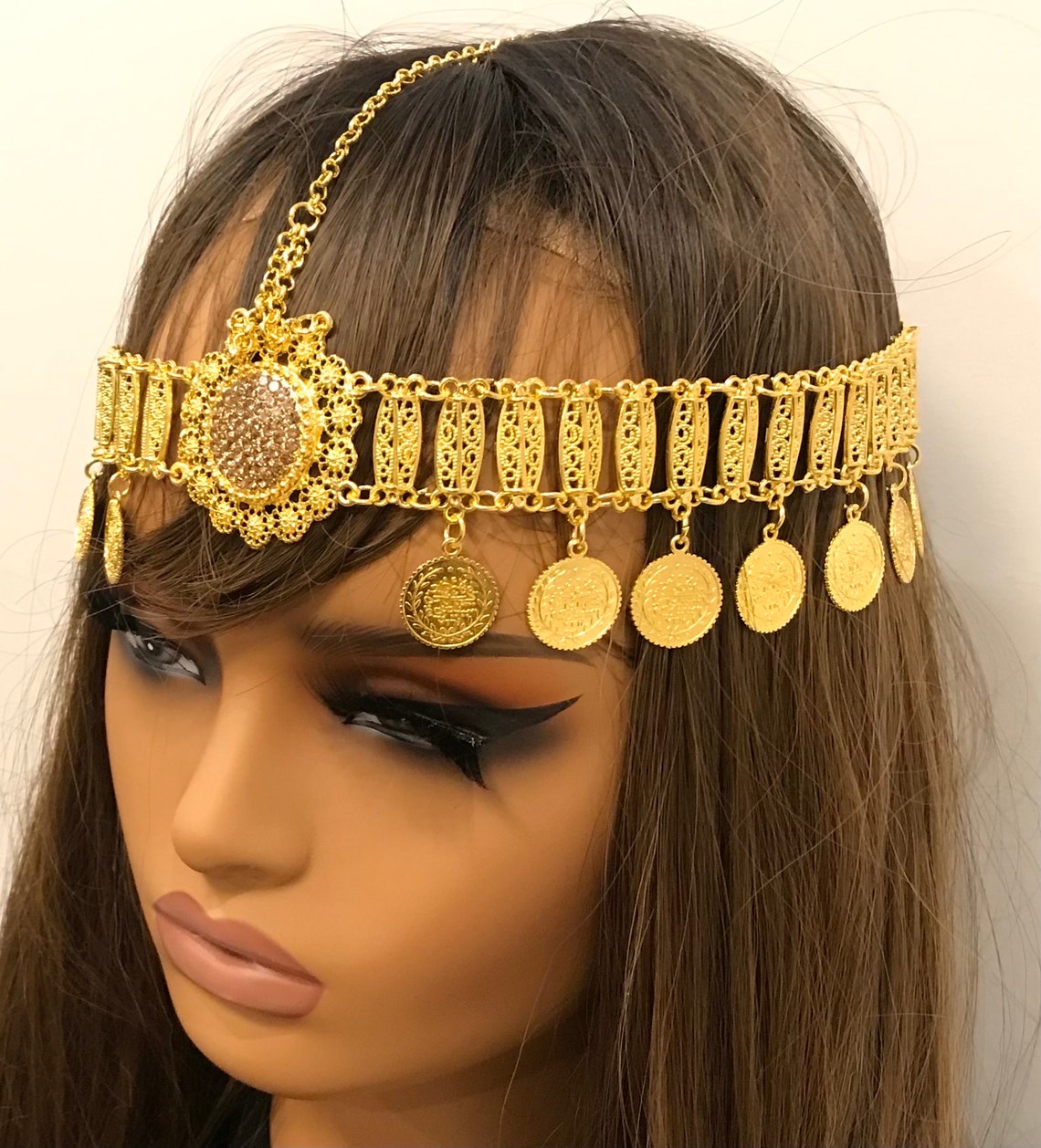Head Chain Jewelry, Arabic Style Jewelry, Lira Head Band - Etsy