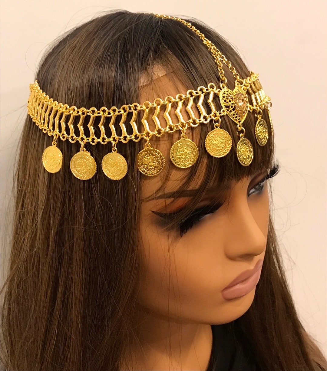 Head Chain Jewelry, Arabic Style Jewelry, Lira Head Band, Hair ...