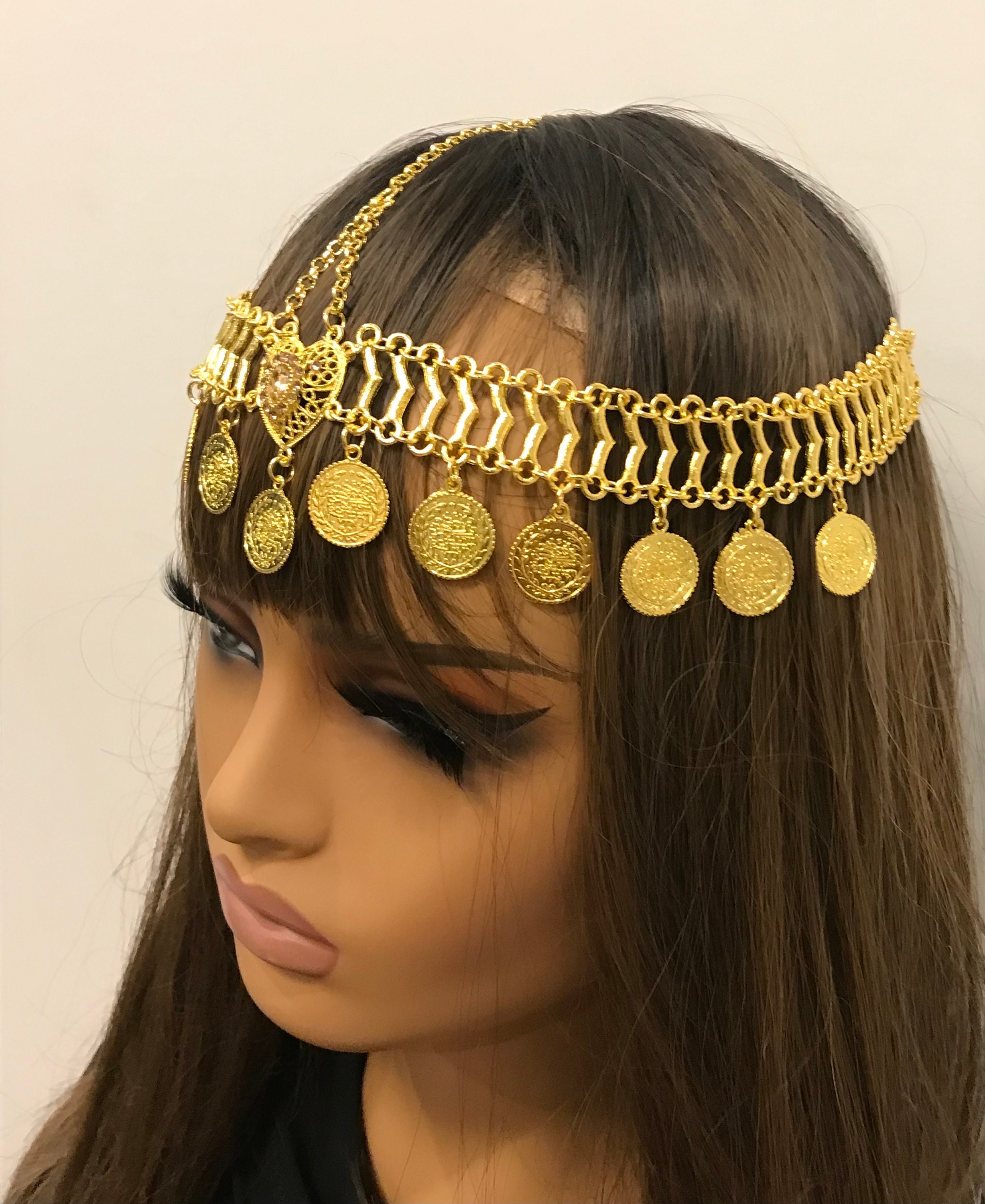 Head Chain Jewelry, Arabic Style Jewelry, Lira Head Band, Hair ...