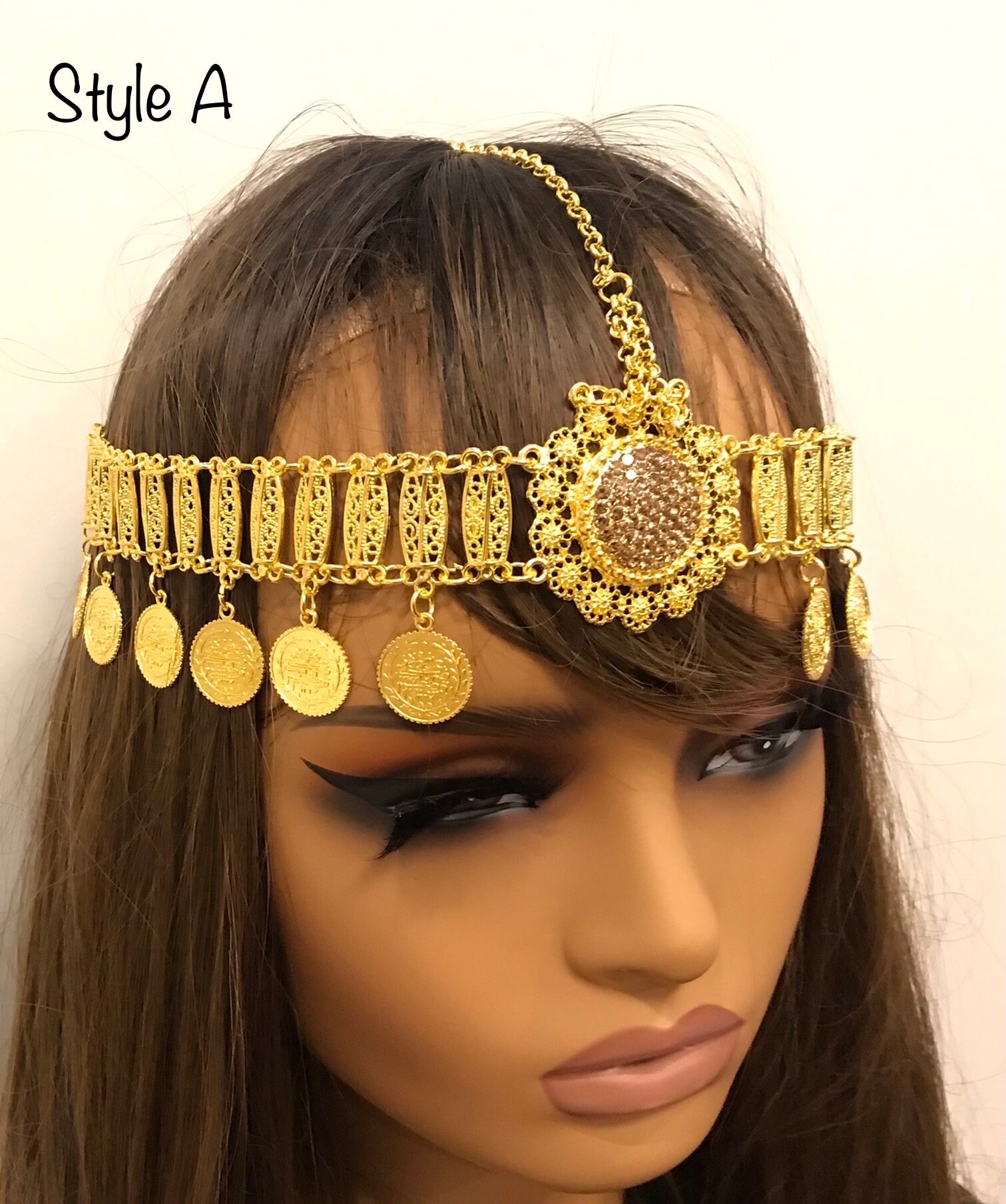 Head Chain Jewelry, Arabic Style Jewelry, Lira Head Band - Etsy