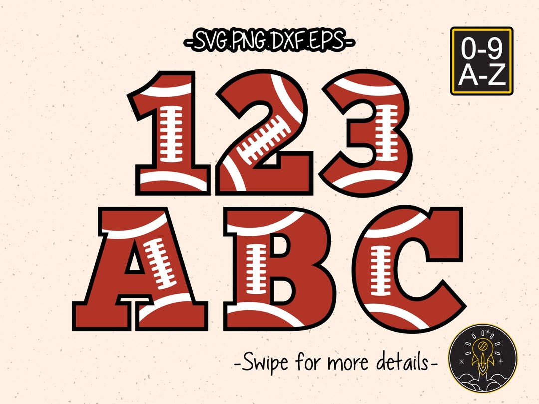 American Football Team Number Letter Font Alphabet SVG Cricut Cut File ...