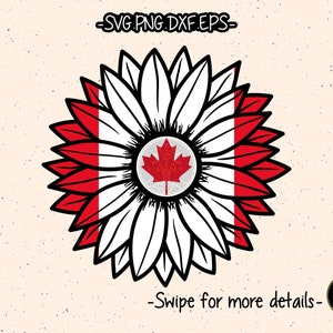 Canada Flag Heart Sunflower SVG Cut File Cricut Clipart - Etsy