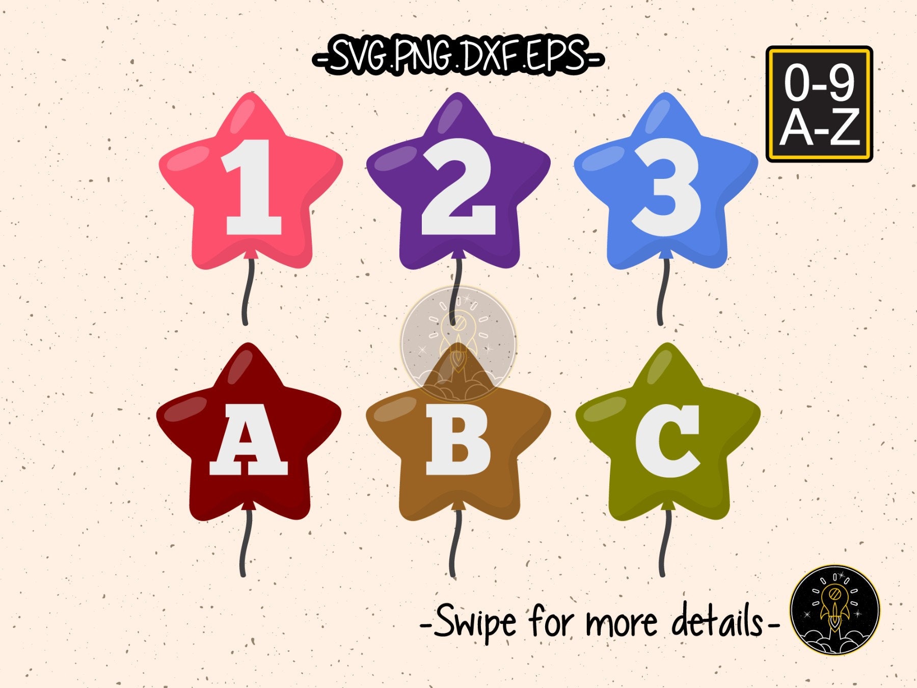Star Balloon Number Letter Font Alphabet Birthday SVG Cut File - Etsy