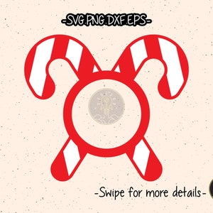 Candy Cane Christmas Split Monogram Frame SVG Cut File Cricut Clipart ...