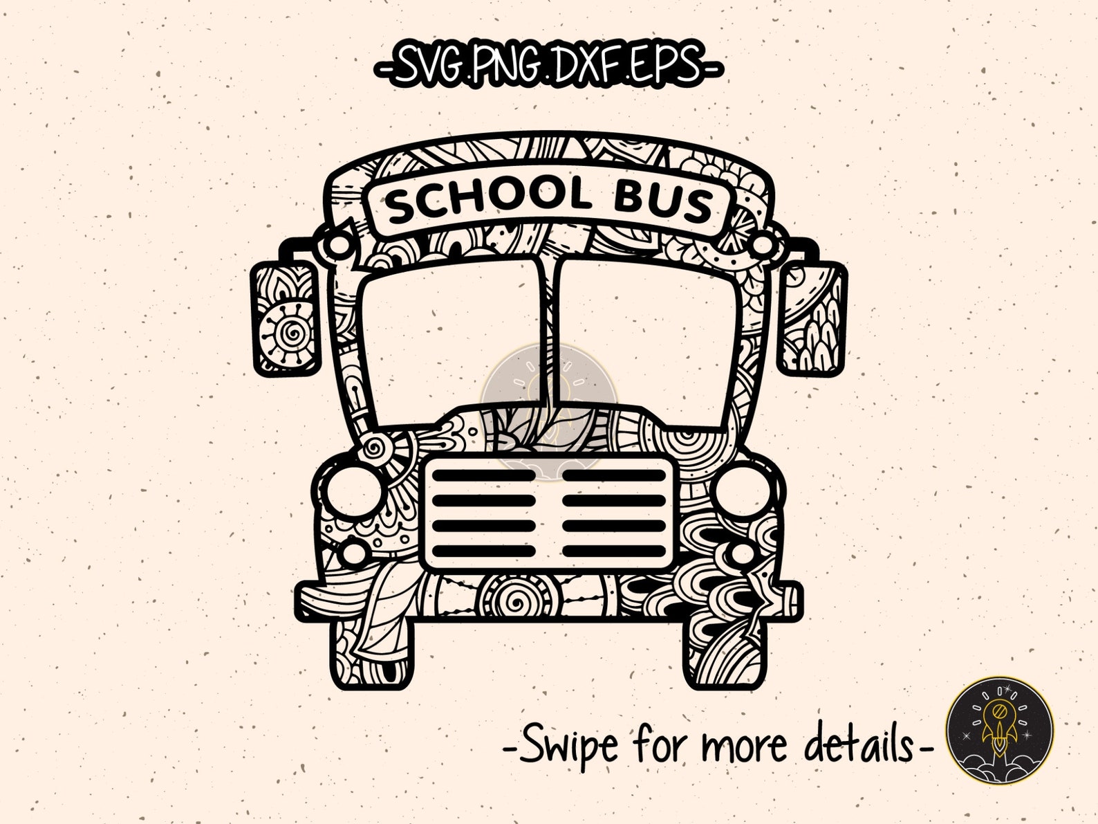 School Bus Zentangle Mandala SVG Cut File Cricut Clipart - Etsy