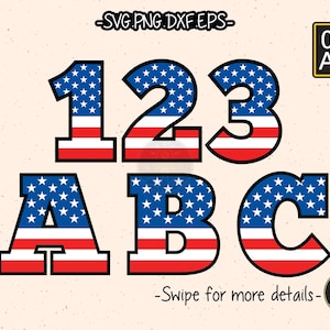 USA American Patriotic Independence Day Memorial Day Alphabet Number ...