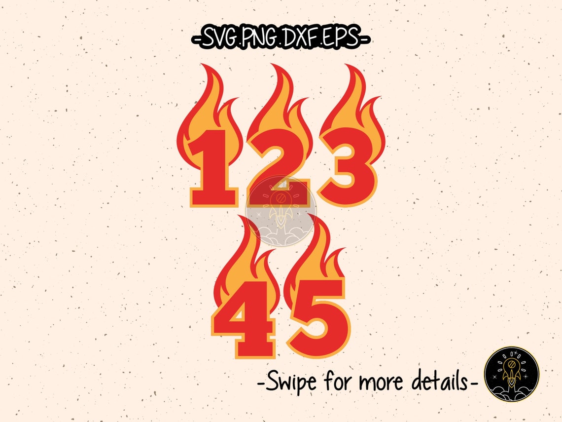 Fire Flame Burn Number SVG Cut File Cricut Clipart - Etsy
