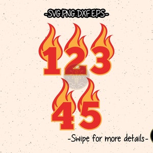 Fire Flame Burn Number SVG Cut File Cricut Clipart - Etsy